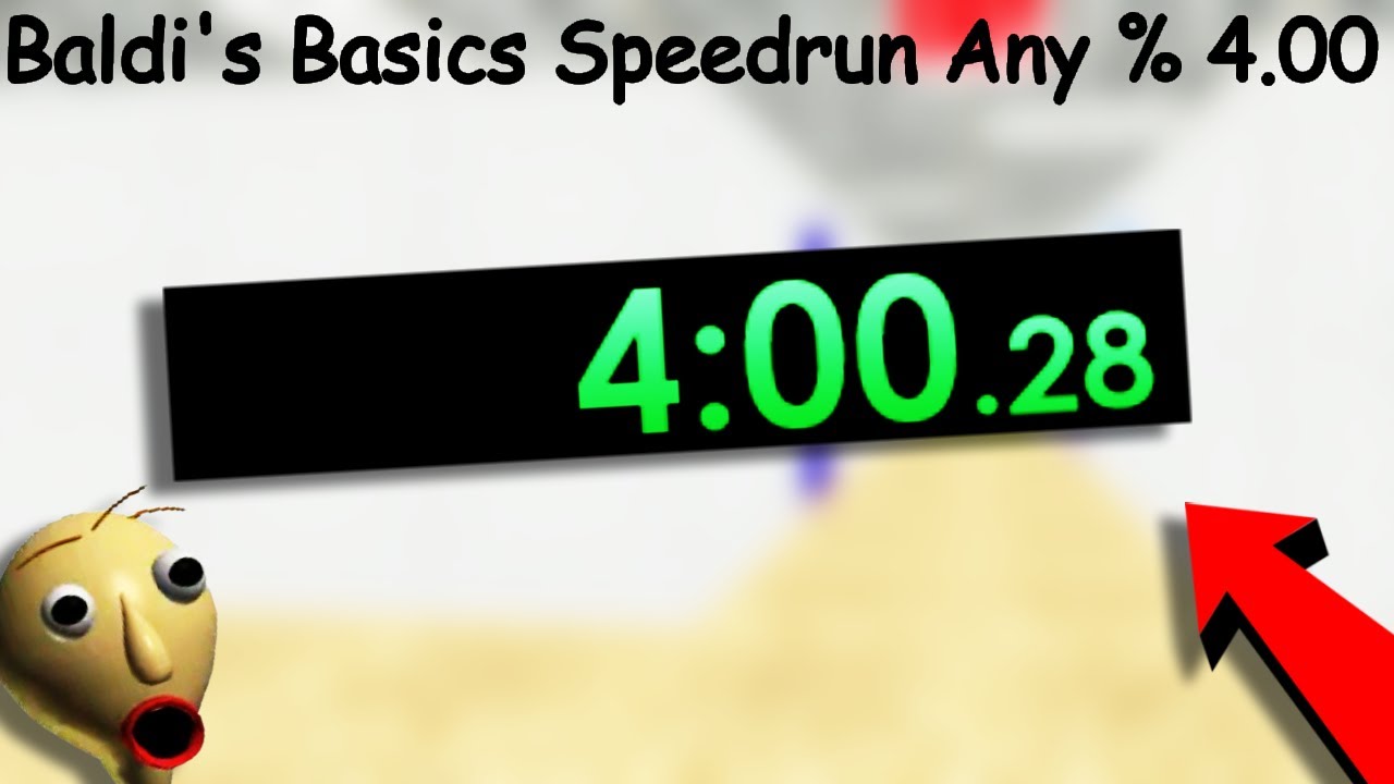 Baldi Basics Speedrun Any % in Only 4:00! (Stream Highlights) - YouTube
