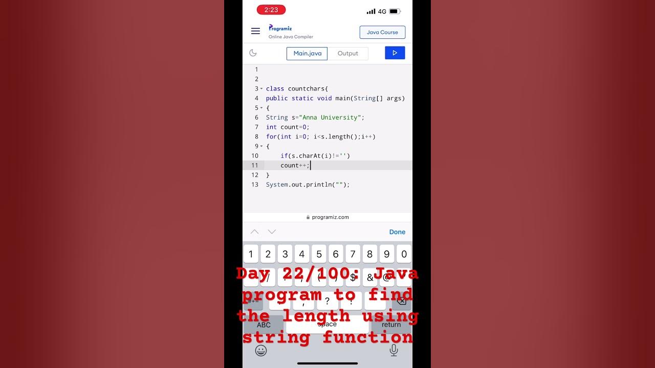 23 Java Program To Count The Number Of Characters In A String Countingcorejavashorts Youtube