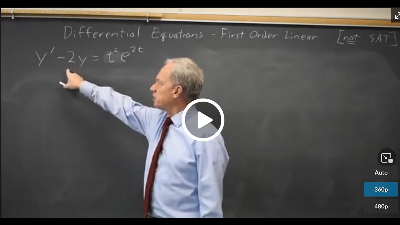 DiffEq: First Order - Linear - Example 1 [NOT SAT] - YouTube