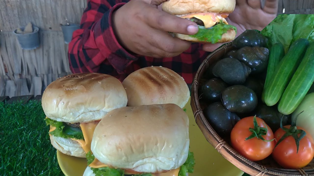 How To Cooking Hamburger With Snails - Eat Hamburger Snail - YouTube