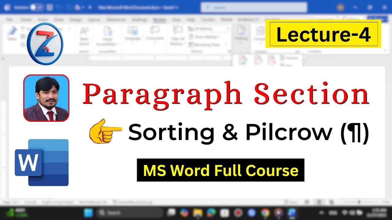 MS Word 365 Full Course - Lecture 4 | Sorting & Pilcrow Symbol Explained - YouTube