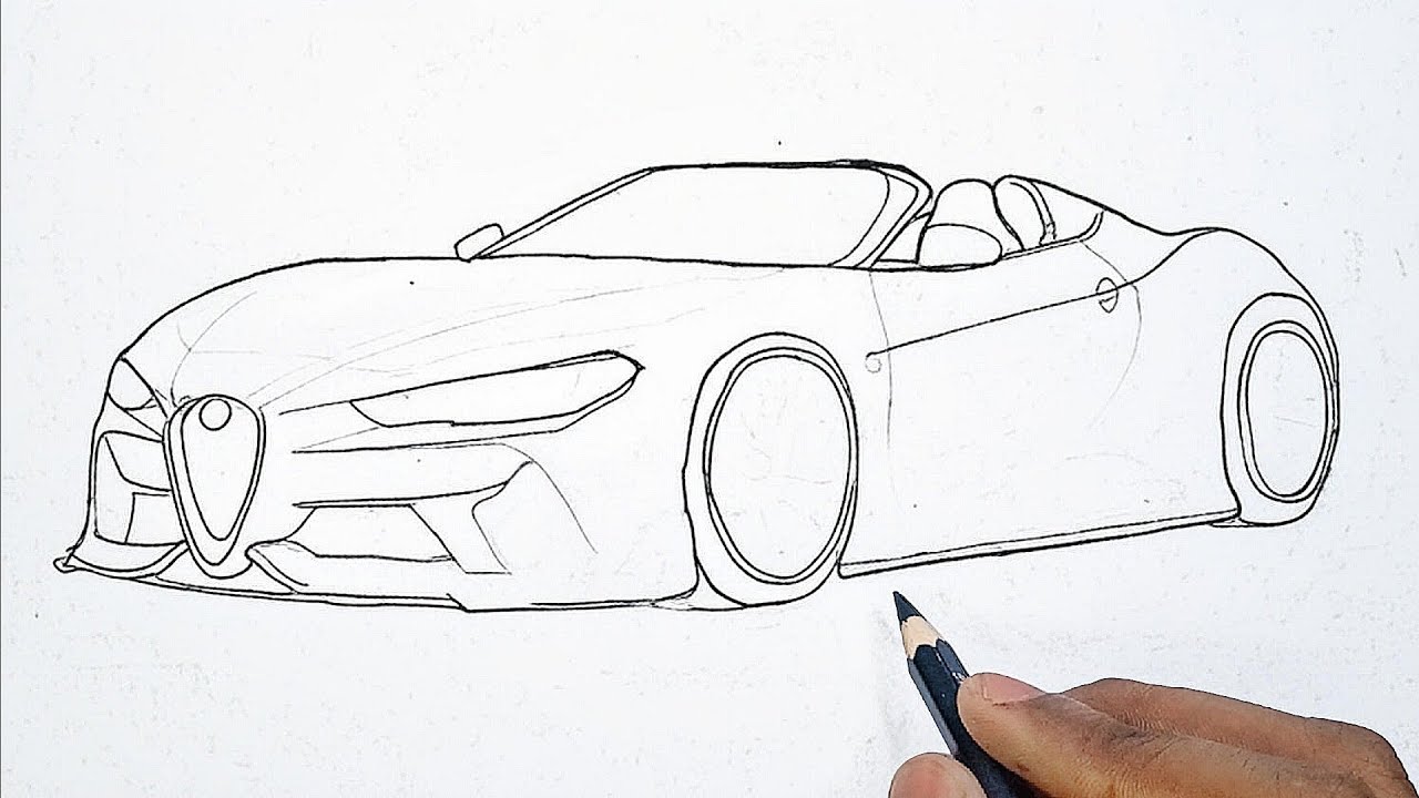 Alfa Romeo Sports Car Drawing Tutorial 🔥🔥|| How to draw Alfa Romeo Car ...