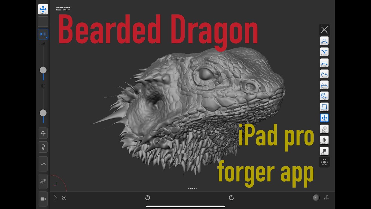 Sculpting a bearded dragon in forger app on iPad with Apple Pencil ...
