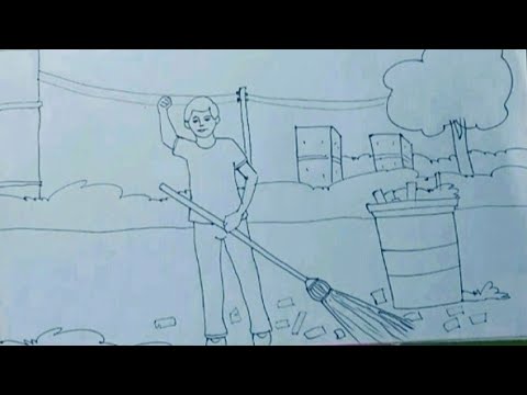 how to draw the picture of sweeper ll community helper l easy and ...