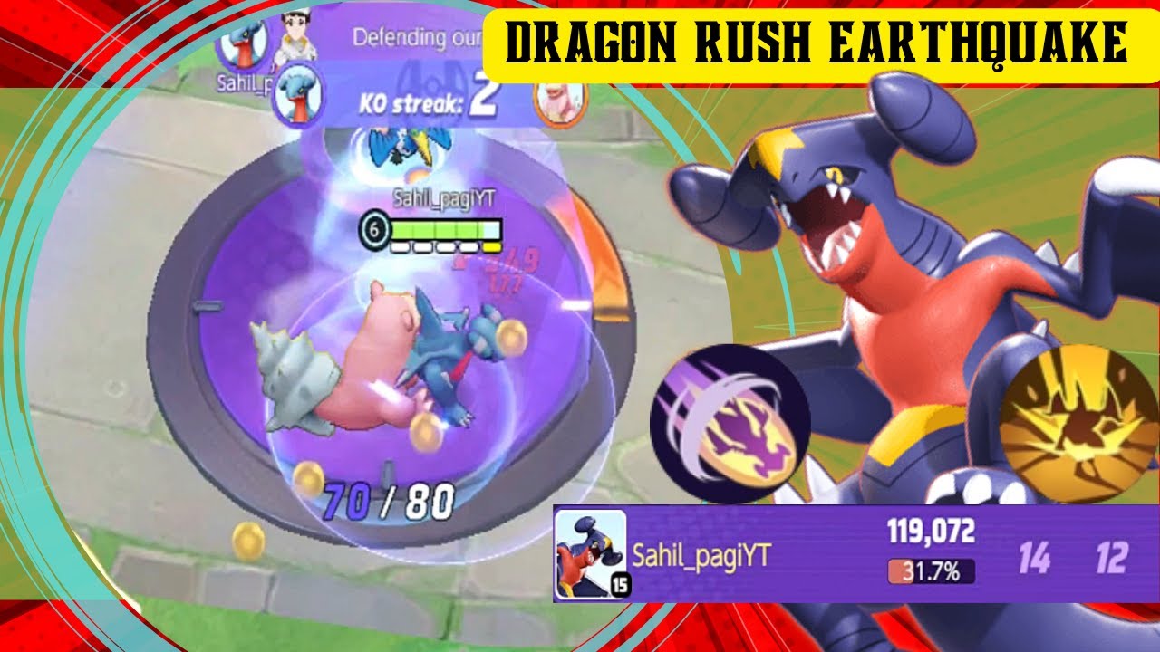 Dragon rush earthquake works efficiently garchomp Pokemon Unite - YouTube