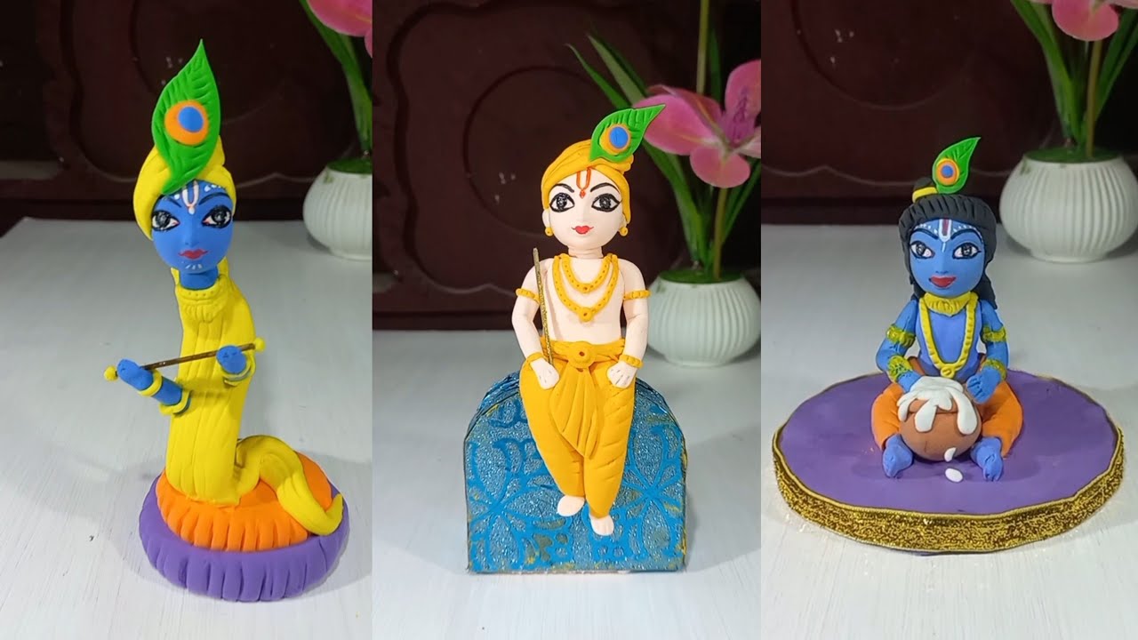 How to Make Krishna Idols Using Super Clay | DIY Gopal Krishna Idol ...