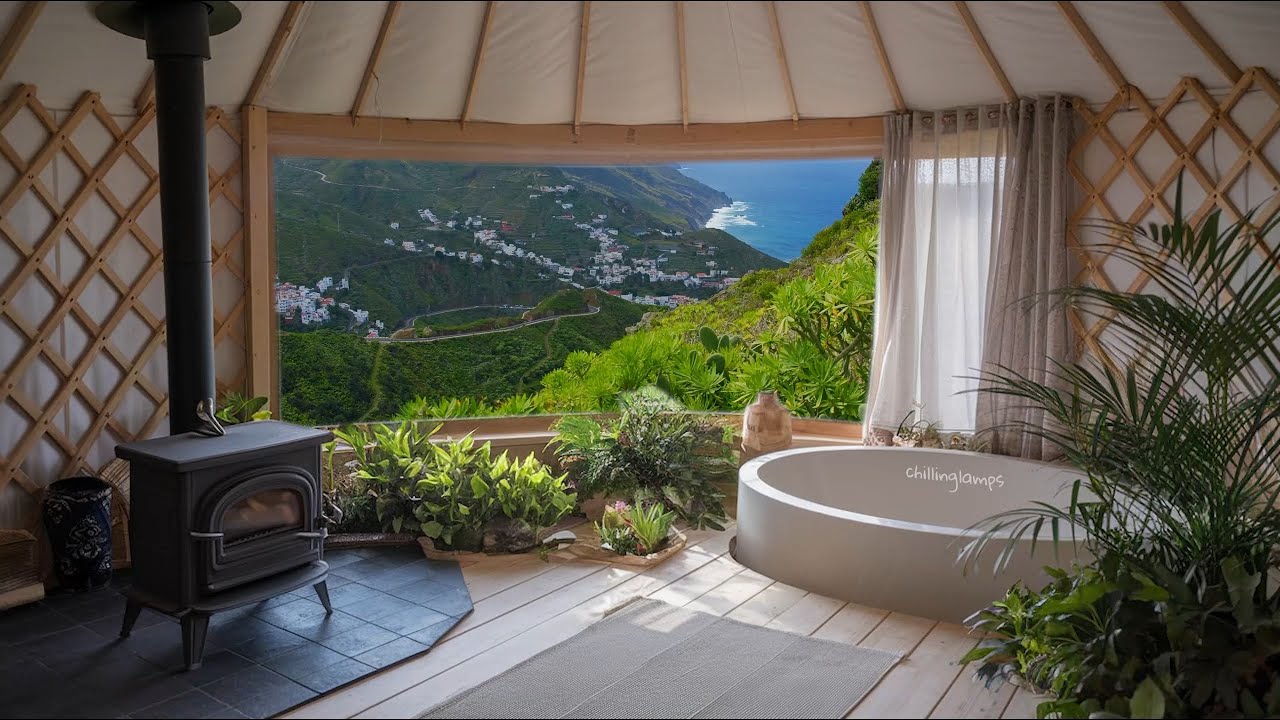 🌳🌿 COZY GREEN YURT IN THE CANARY ISLANDS | Relax in a Bathtub with an ...