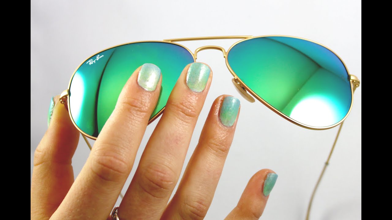 TUTORIAL: Green Flash Gradient Nails... Match your Ray Bans! - YouTube