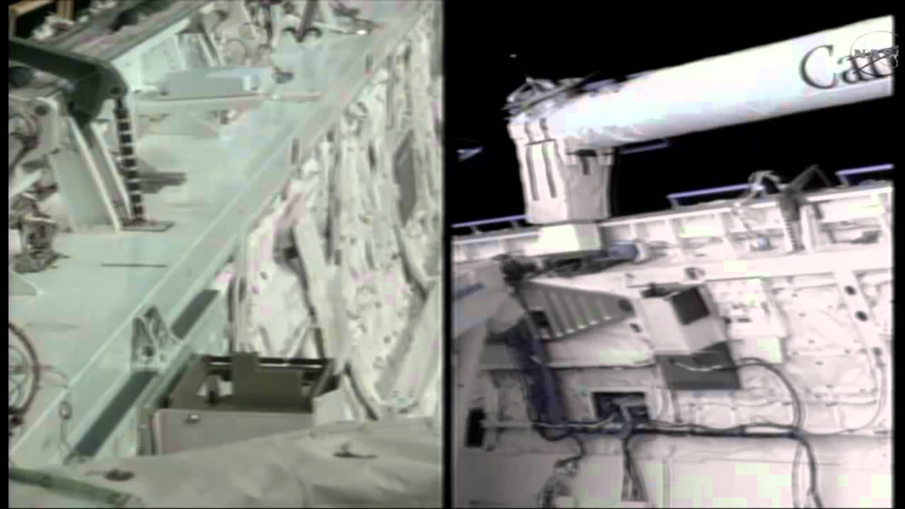 PicoSat deployment on Space Shuttle Atlantis' payload bay and a ...