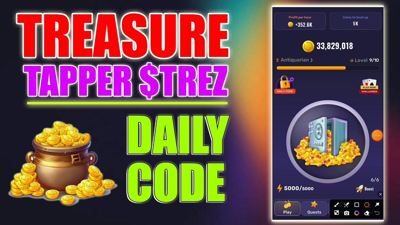 Treasure Tapper Daily Code $TREZ Telegram Tap Tap Bot Airdrop - YouTube