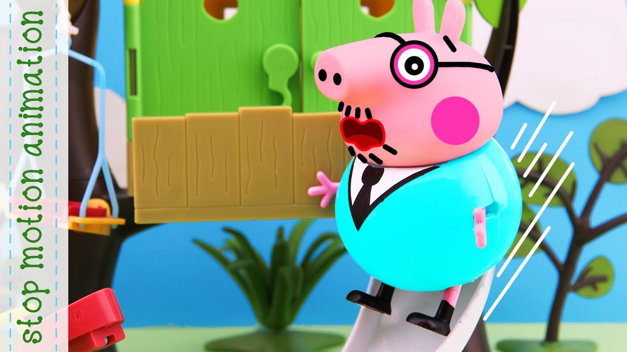 Children's slides. Peppa pig toys stop motion animation english ...