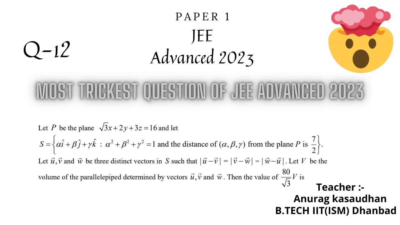 JEE Advanced 2023 Math Paper 1 (Q 12) solution | IIT JEE Maths | # ...