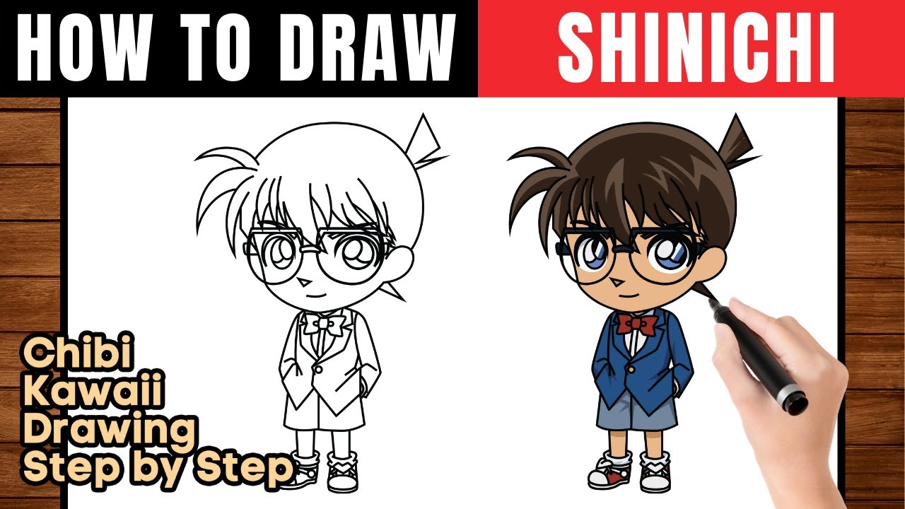 How To Draw Kudo Shinichi | Drawing Chibi Detective Conan - Step by ...