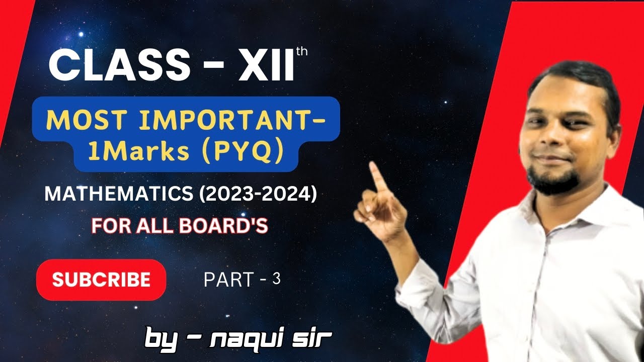 One Marks Question Of Math Class-12th || For All Boards || session-2023 ...