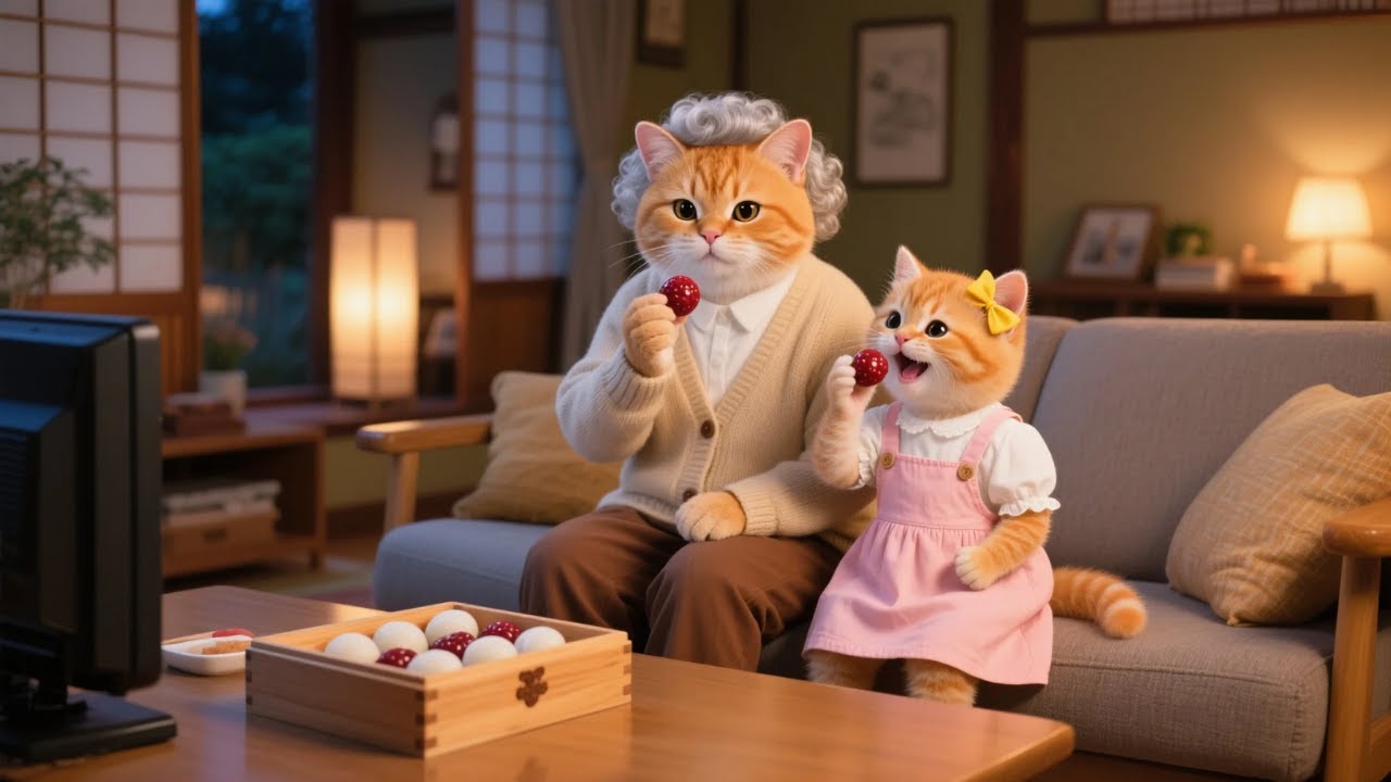 Ginger Kitten Brings Mochi Cakes Made by Mama Cat to Grandma's Cat 🐾🍡 ...