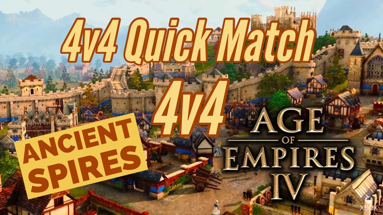 AOE4 - Intense 4v4 battle on the Ancient Spires map with the NEW PATCH ...