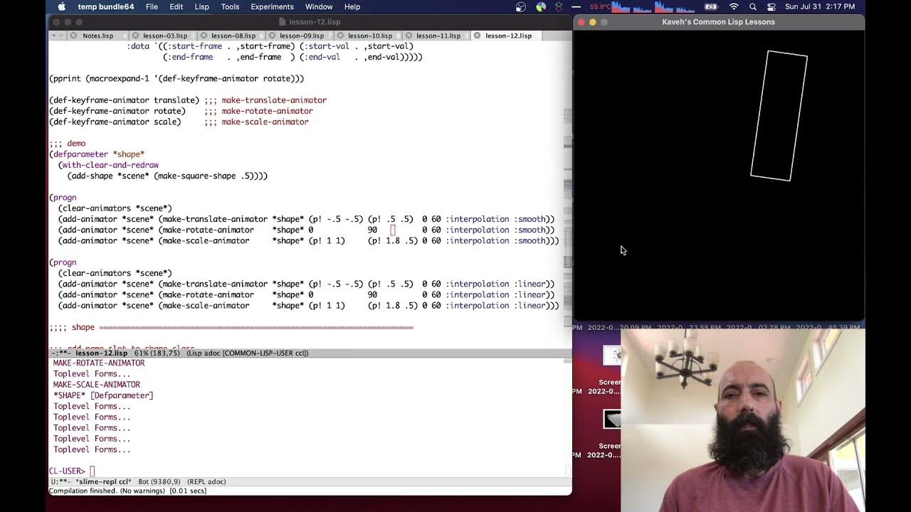 Kaveh's Common Lisp Lesson 12: Animation & Hierarchies - YouTube
