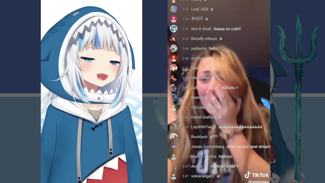 chat reacts to gawr gura's first words (hololiveEN) - YouTube