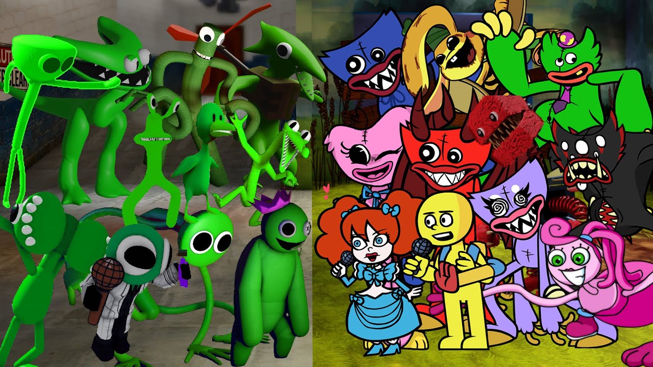 FNF All Green Characters Rainbow Friends Chapter 2 Vs Poppy Playtime ...