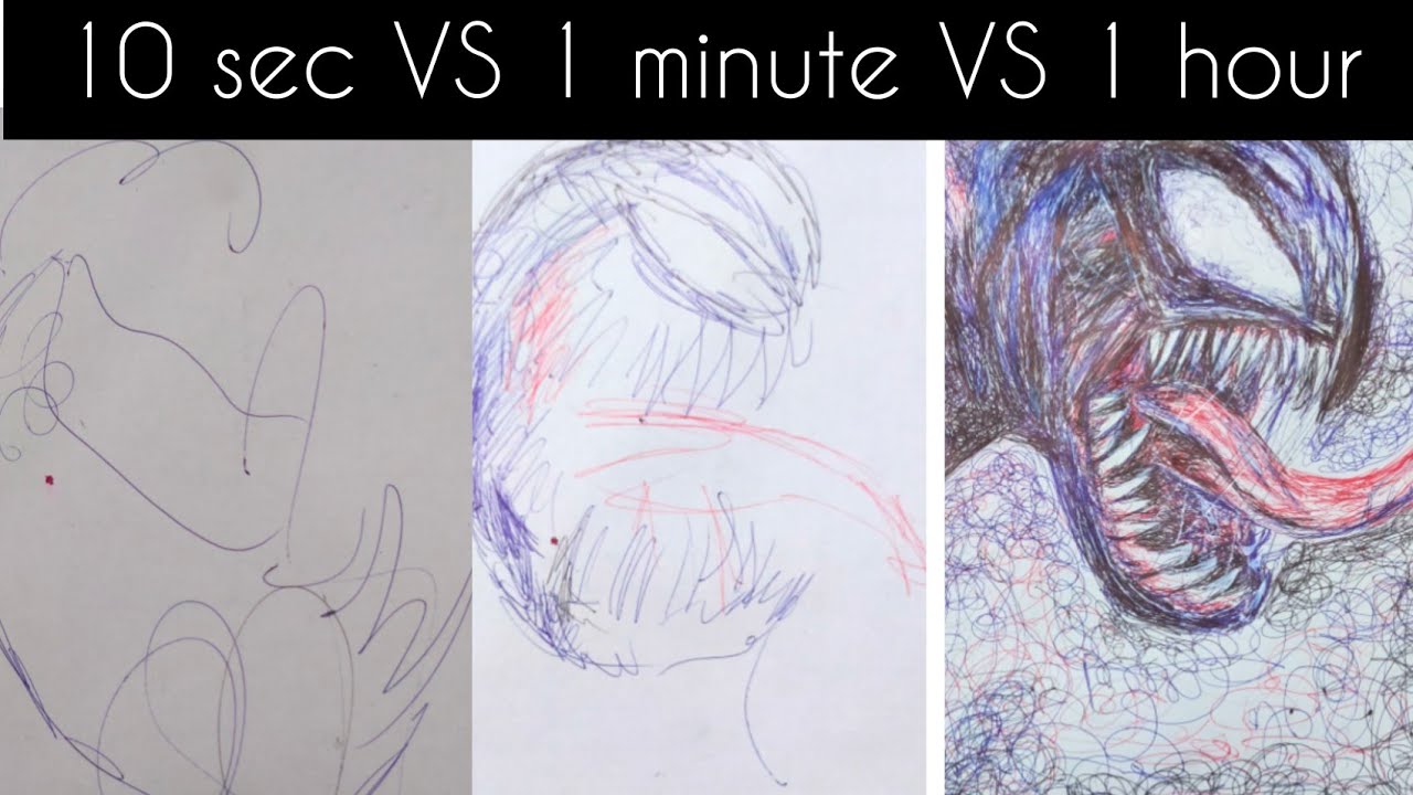 10 sec VS 1 minute VS 1 hour drawing challenge - YouTube