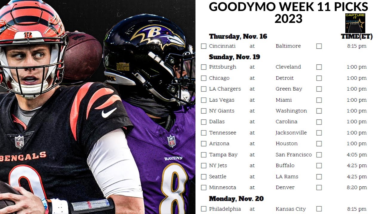 NFL Week 11 Picks, 5-9 Last Week (So Sad) Thursday Night Football ...