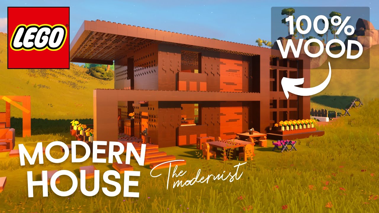 Fortnite Lego: How to Build a Modern House only with WOOD! - YouTube