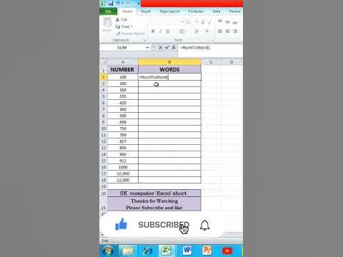 How To Convert Numbers into Words in#excel #exceltips#short #shortvideo#exceltutorial # ...