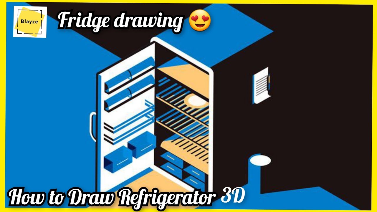 How to draw a "REFRIGERATOR" step by step | Easy made draw with Blayze ...