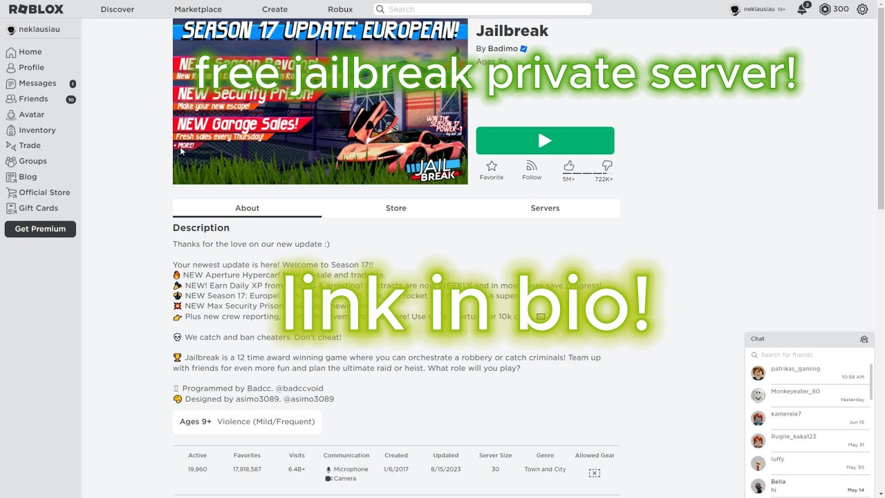 free jailbreak private server! - YouTube