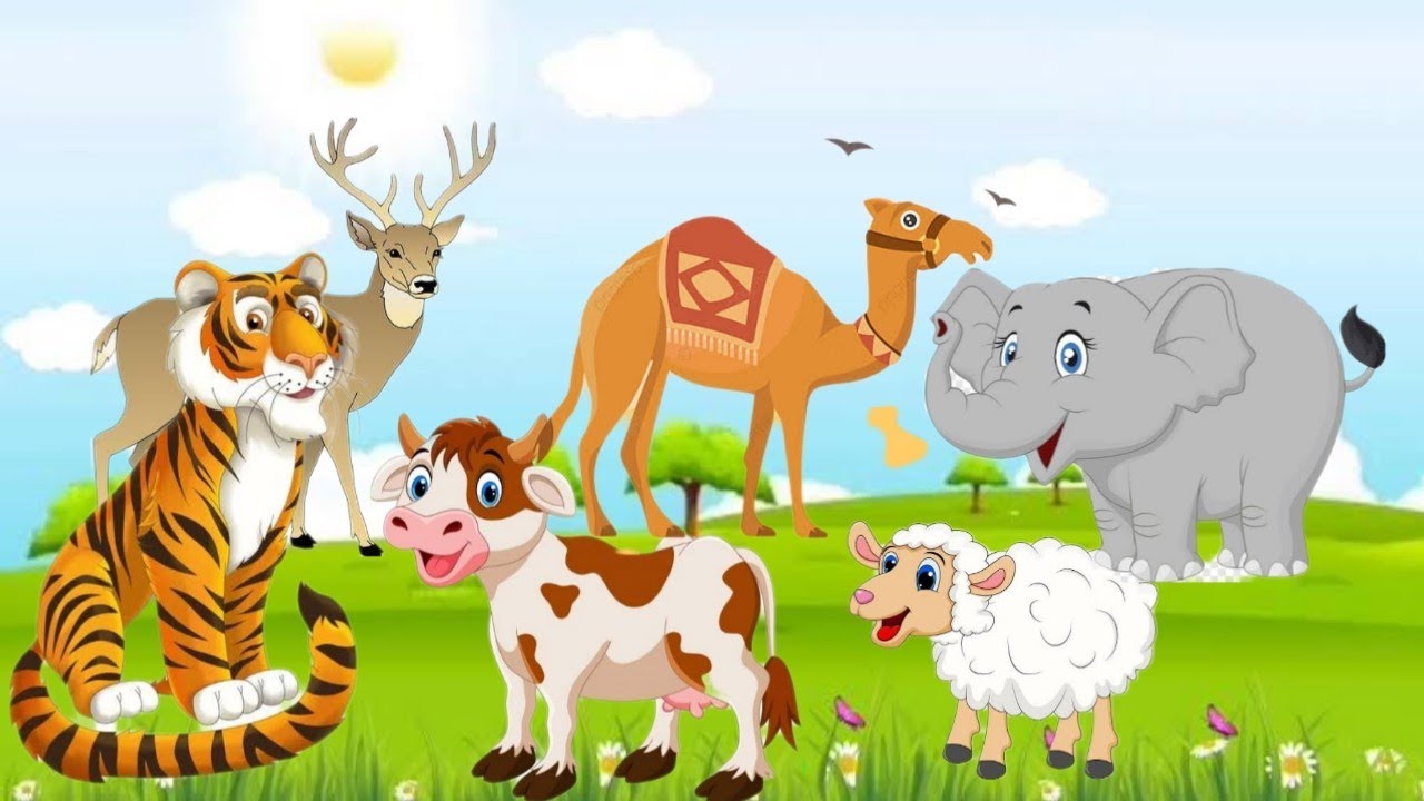 Learn animals and their sounds || learn four legged animals - YouTube