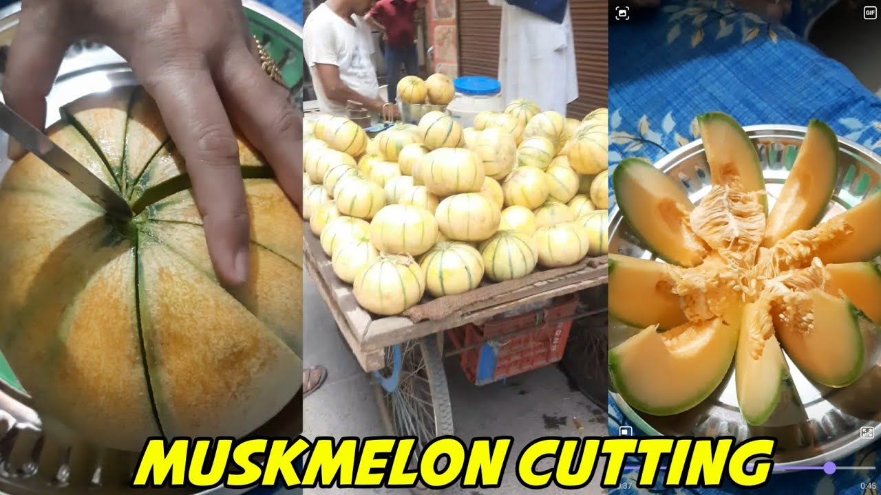 Street MUSKMELON Cutting | How to Cut MUSKMELON ? | Kharbuje Ko Kaise ...
