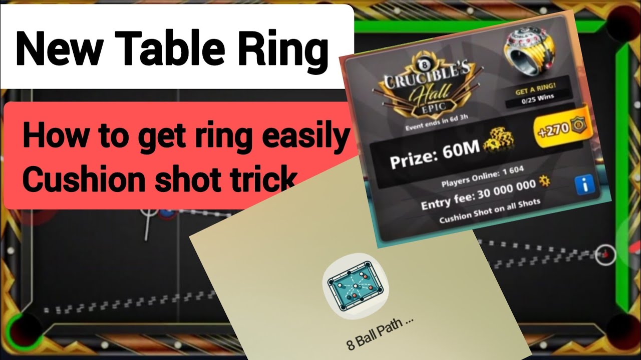 New Table in 8 Ball Pool || Only Cushion Shot || New trick to Easily ...
