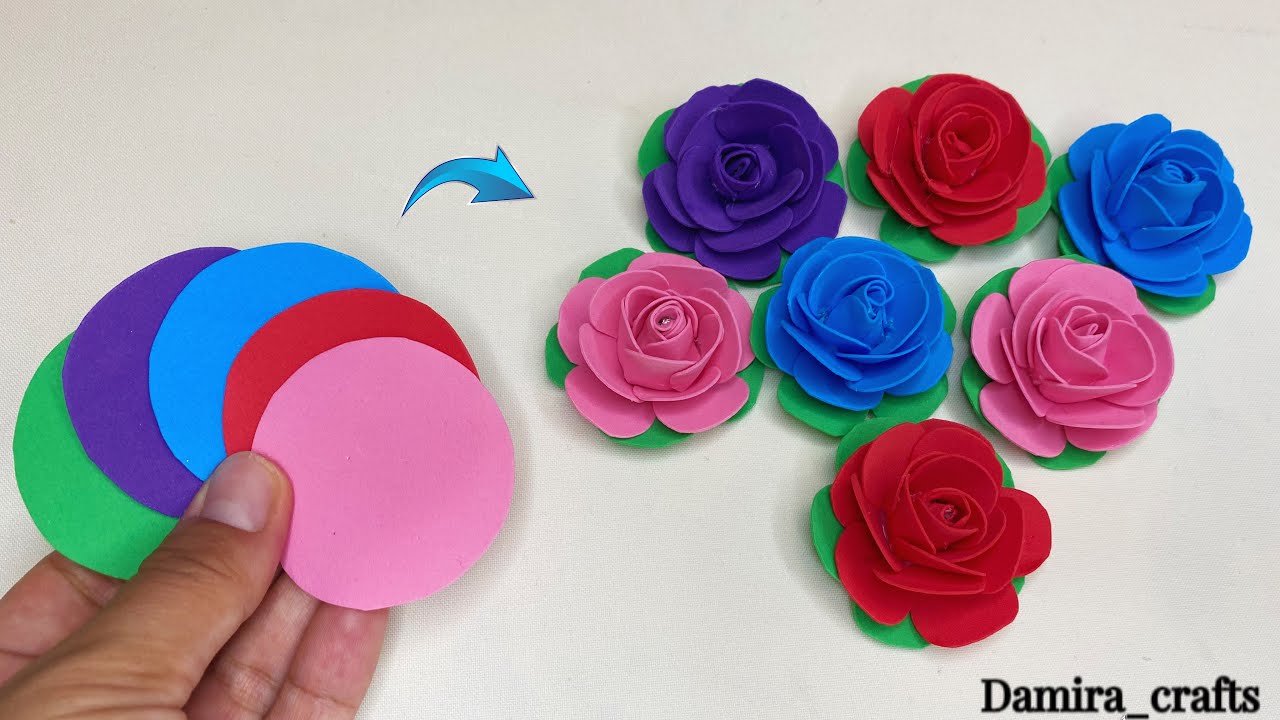 Amazing Roses. Foam Easy Flowers. DIY Tutorial Crafts. #diy - YouTube