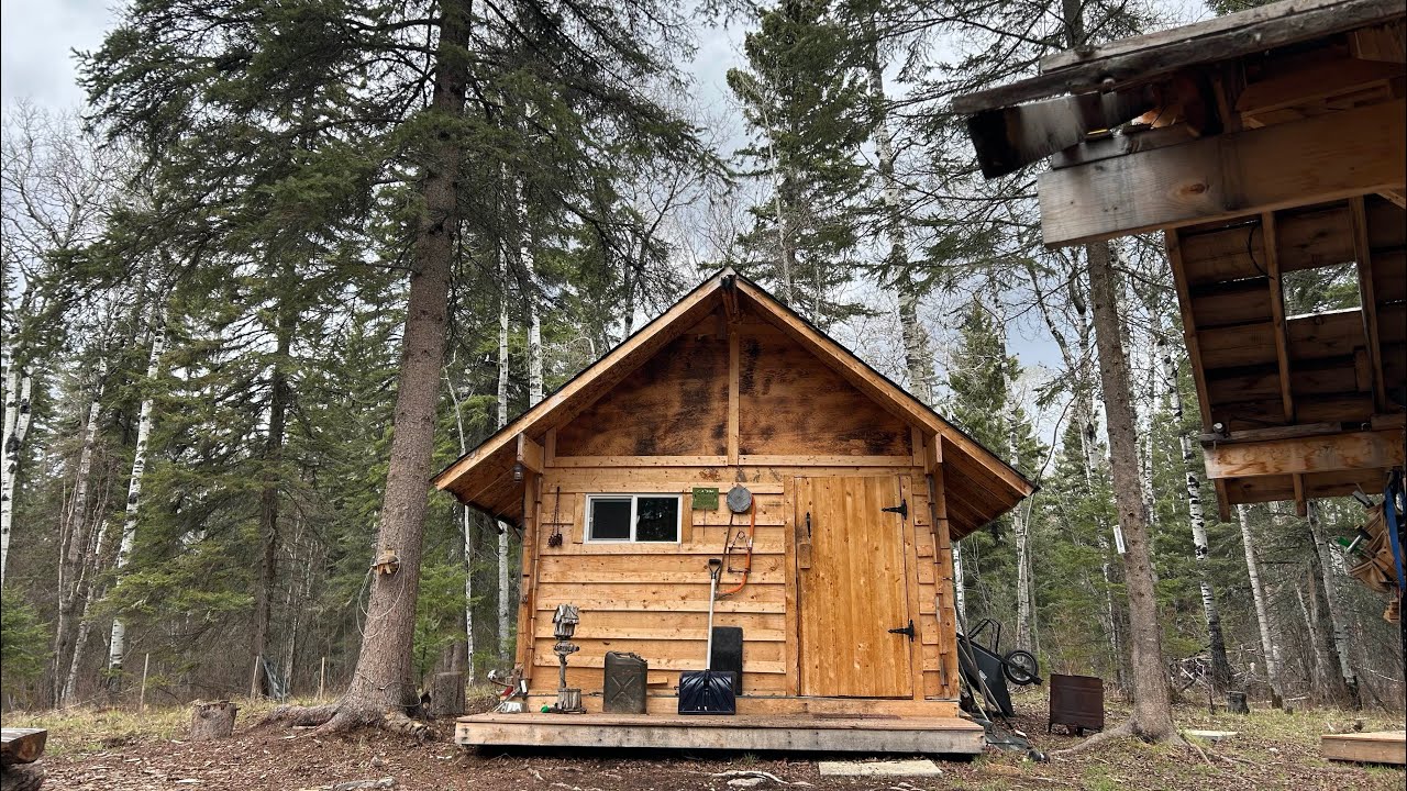WET and rainy, COLD damp spring day at the tiny cabin - YouTube