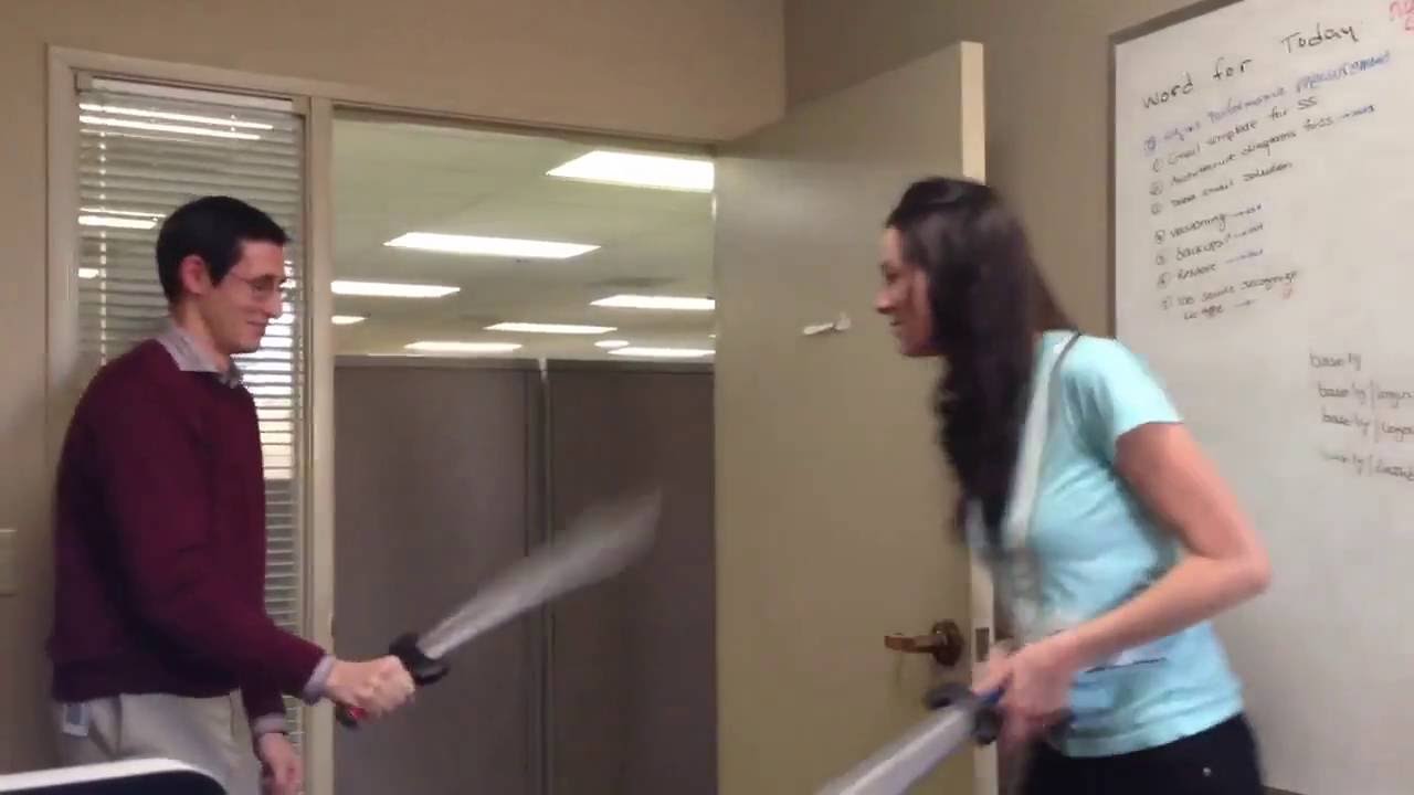 Office Sword Fight ROUND TWO - YouTube