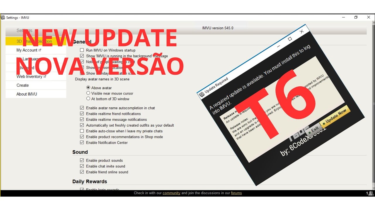 Nova Versão Imvu Mod | T6 |T5 | T7 SAIU HOJE - YouTube