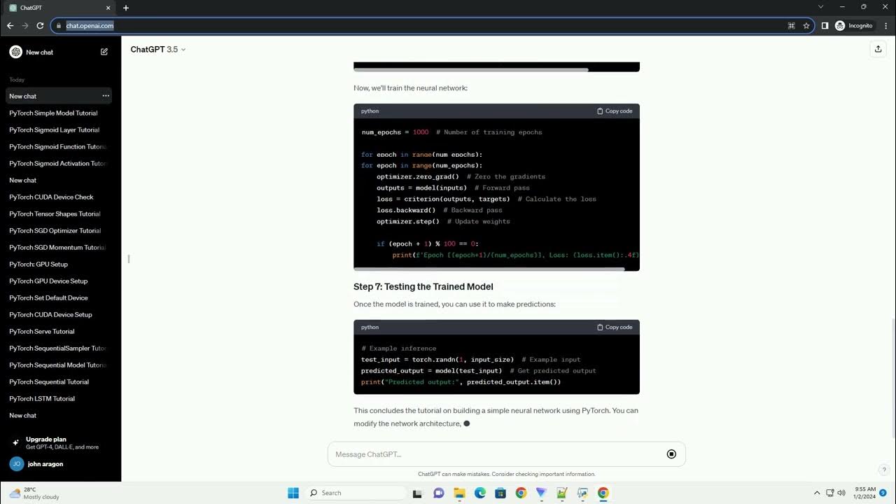 pytorch simple nn example - YouTube