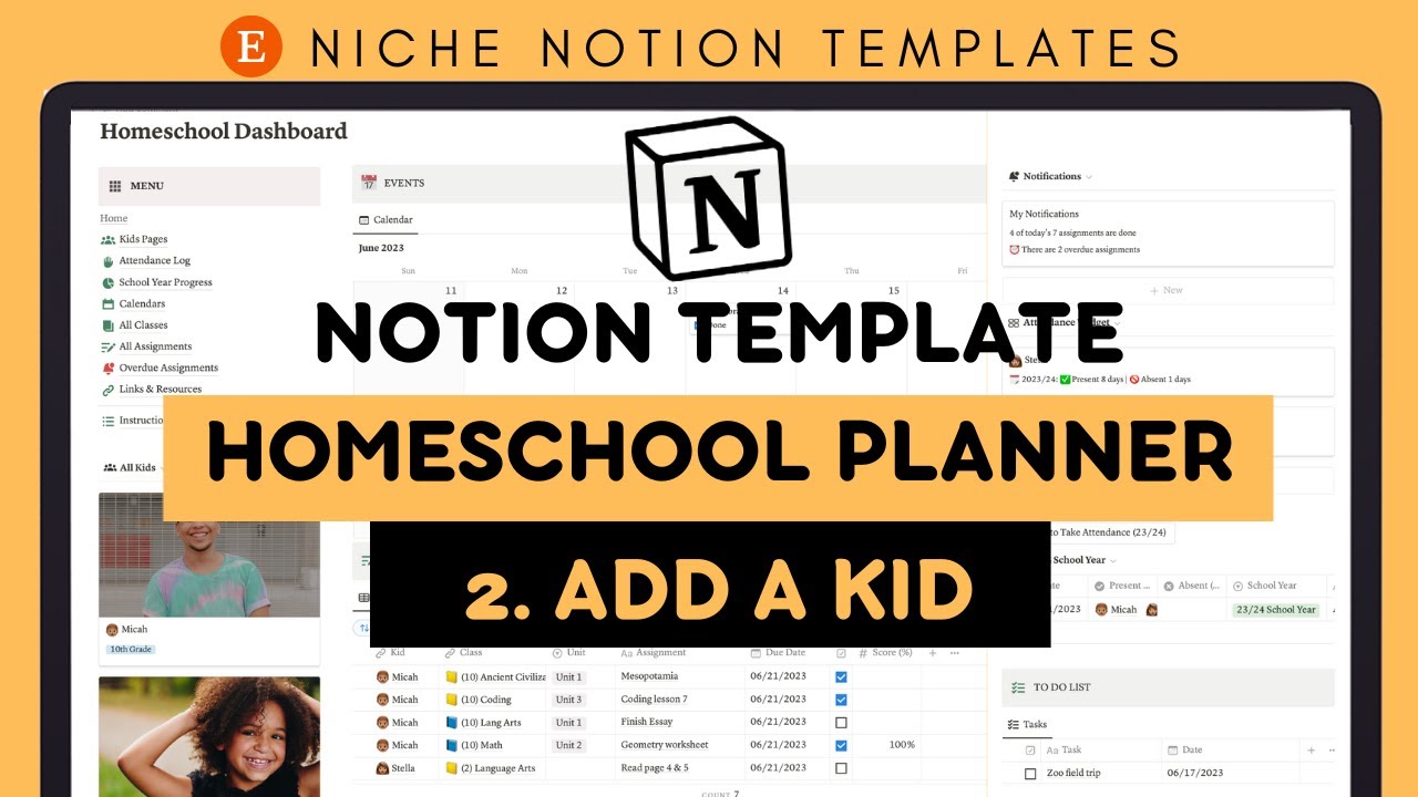 2 Notion Homeschool Dashboard: How to Add Kid - YouTube