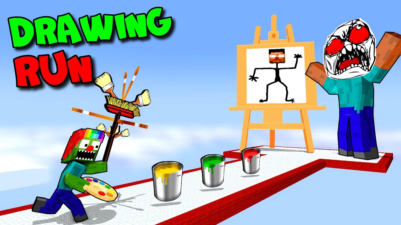 Minecraft Mobs : DRAWING RUN CHALLENGE - Minecraft Animation - YouTube