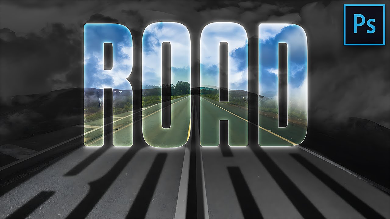 Road Text | Glowing Effect | in Photoshop Tutorial - YouTube