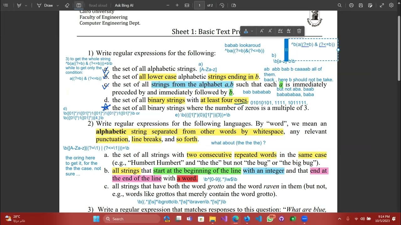 Sheet 1 (Regex questions) solutions - YouTube
