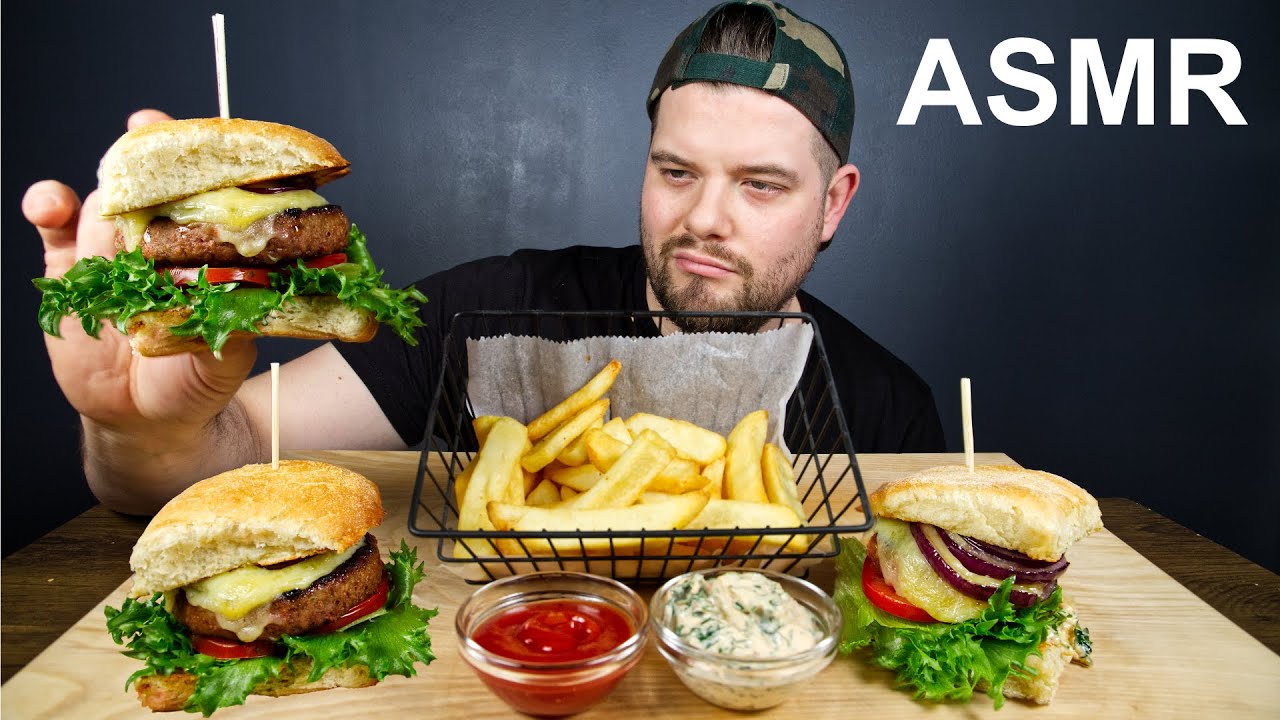 ASMR VEGGIE BURGERS & STEAKHOUSE FRIES MUKBANG | DAVE KAY ASMR - YouTube