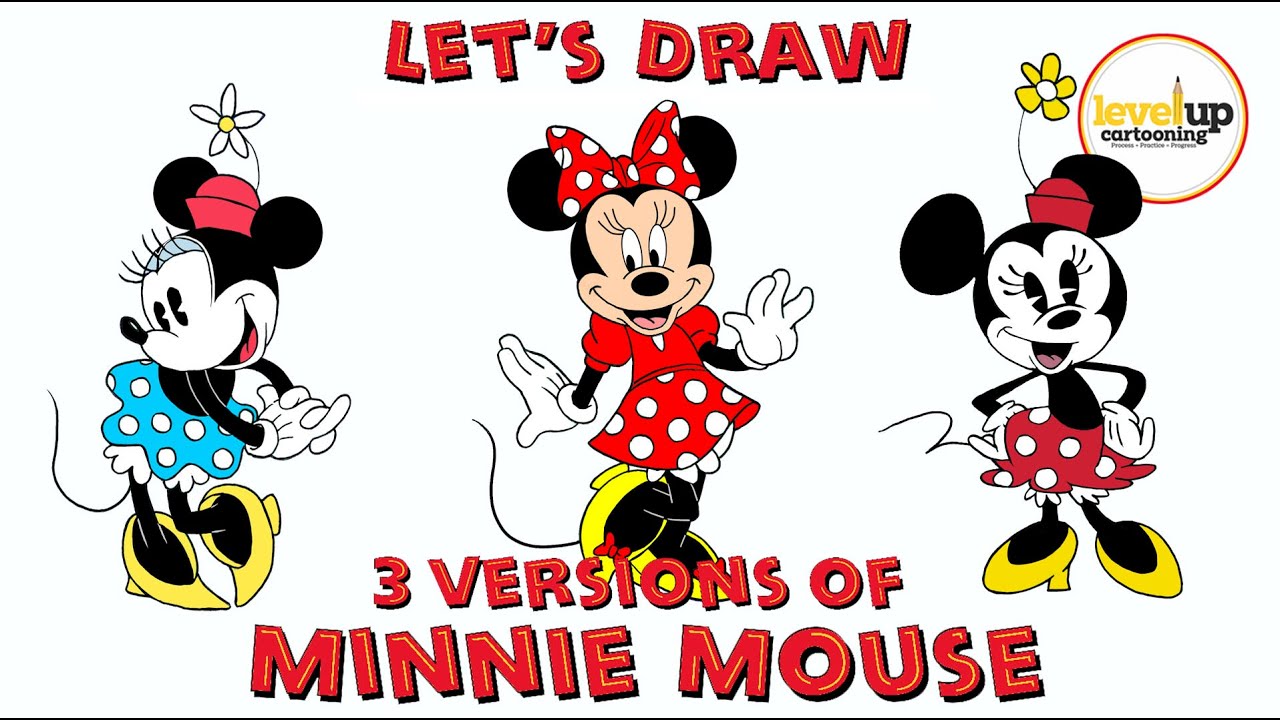 Lets Draw 3 Versions of Minnie Mouse - YouTube