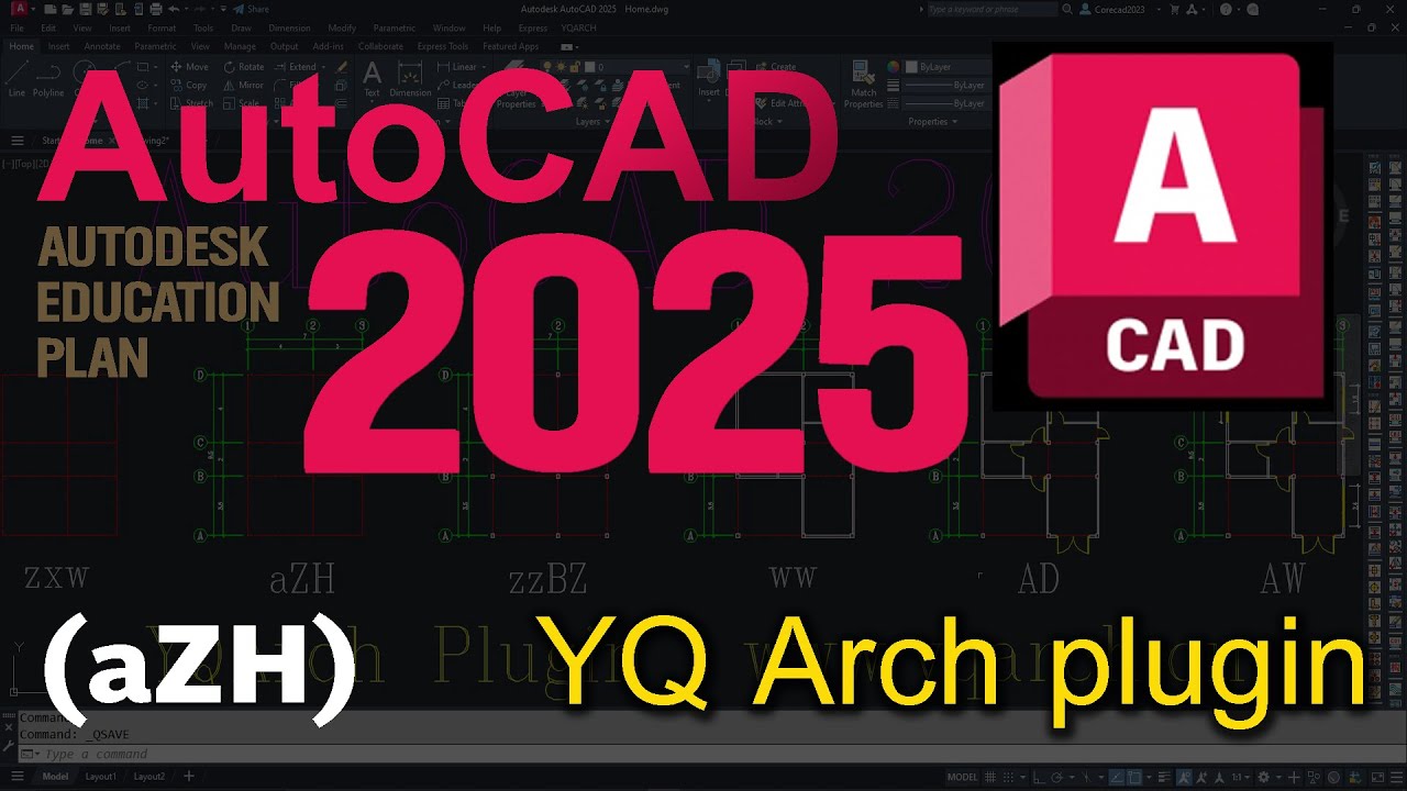 AutoCAD 2025 งานเขียนเส้นบอกระยะและสัญลักษณ์เสาบ้านพักอาศัย (คำสั่ง aZH ...
