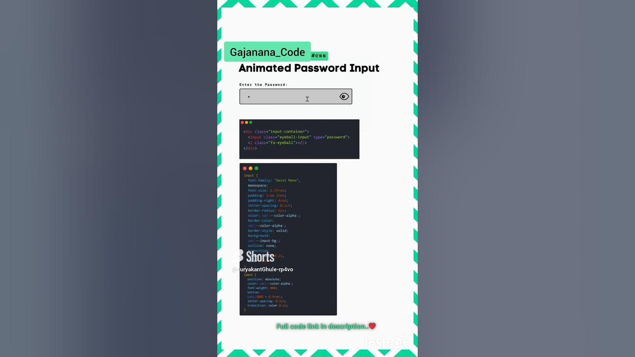 Animated password input#shorts #trending #popular #css #coding - YouTube