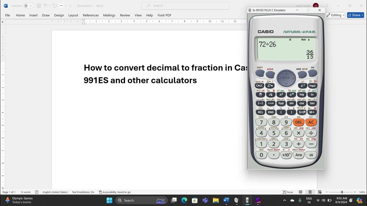 How to Convert Decimals to Fractions on a Casio Calculator: Step-by-Step Tutorial - YouTube