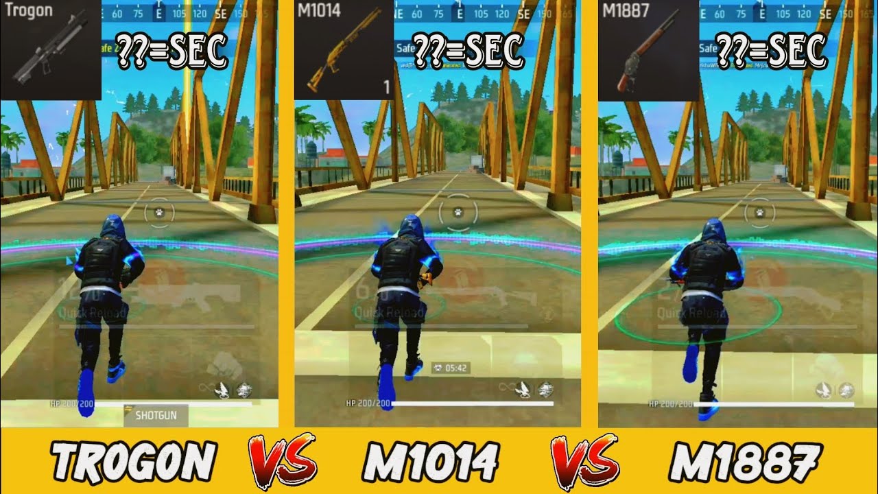 TROGON VS M1014 VS M1887 SHOTGUN RUNNING SPEED TEST WHICH GUN IS BEST ...