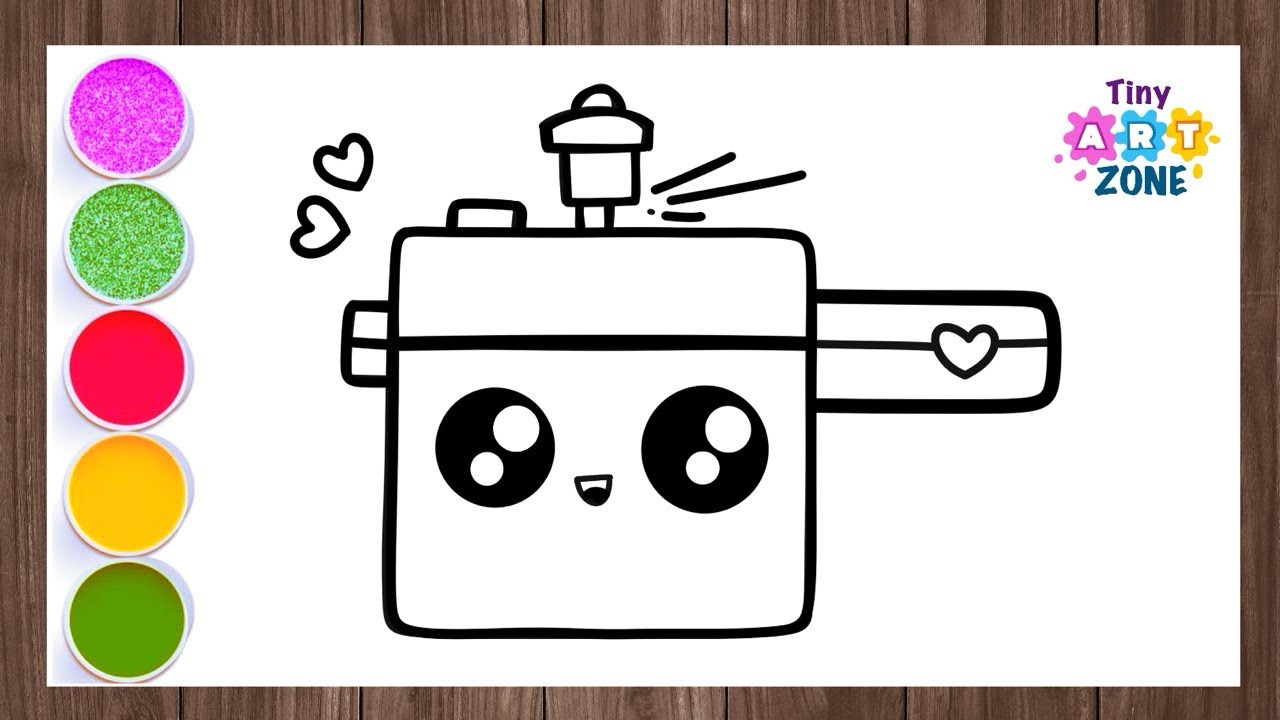 How to Draw a Pressure Cooker Easy for Kids | Pressure Cooker Drawing ...
