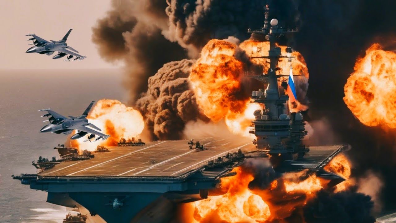 Terrifying Moment! NATO F-16 Squadron Destroys Russian Aircraft Carrier ...