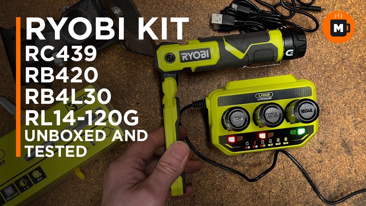 Ryobi 4volt USB lithium system on test RC439 RL14-120G RB4L30 RB420 ...